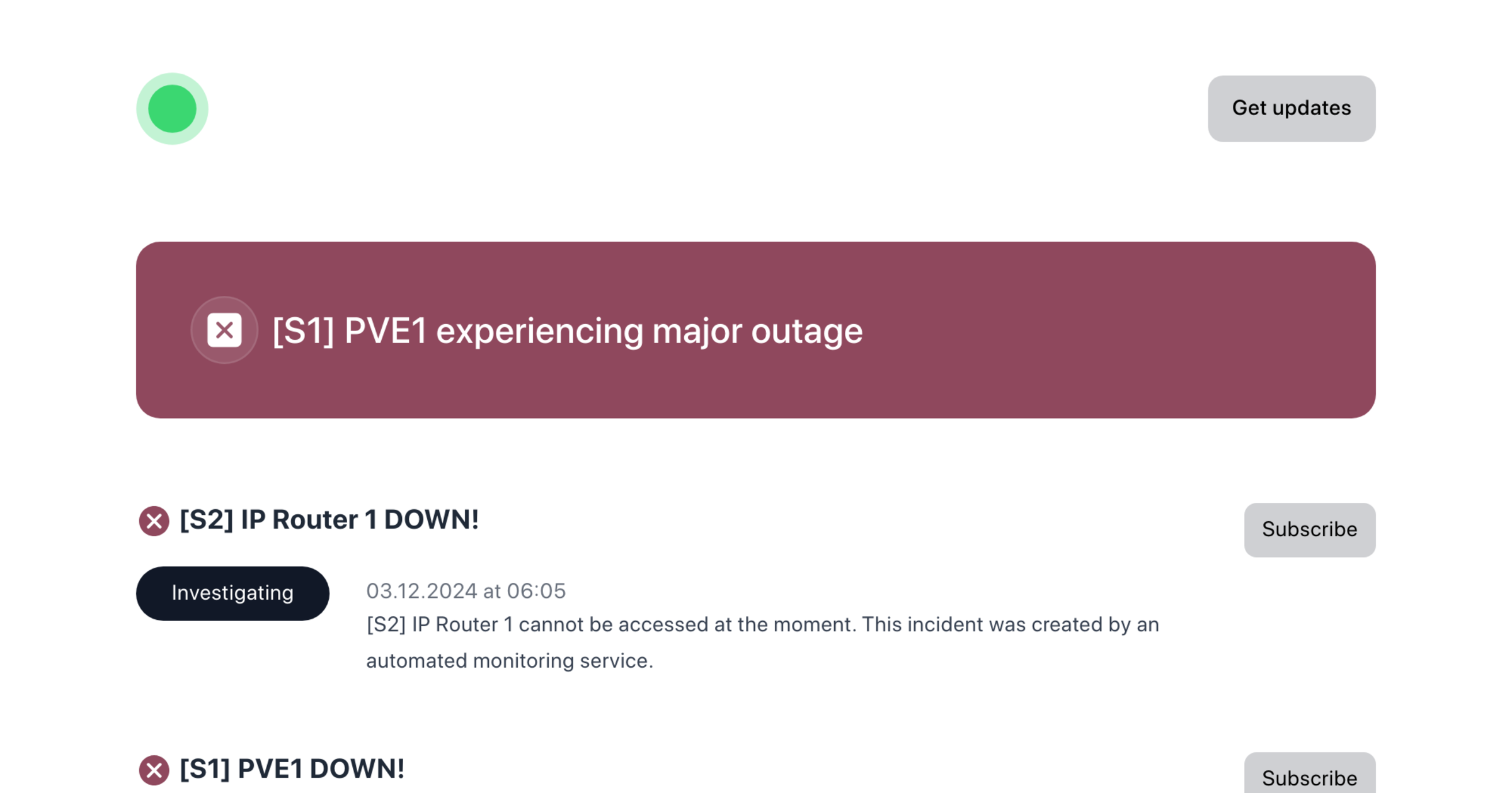 Our Public API - Status - Status